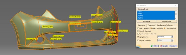 Tutos CATIA – Exo : Bumper Dump Car – G0/G1 and Repair – CATIA DATA CENTER